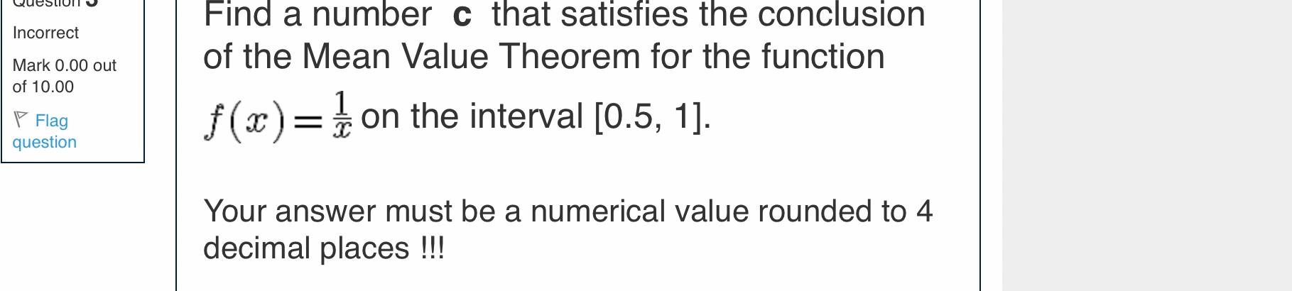 Solved Find a number c that satisfies the conclusion of the | Chegg.com