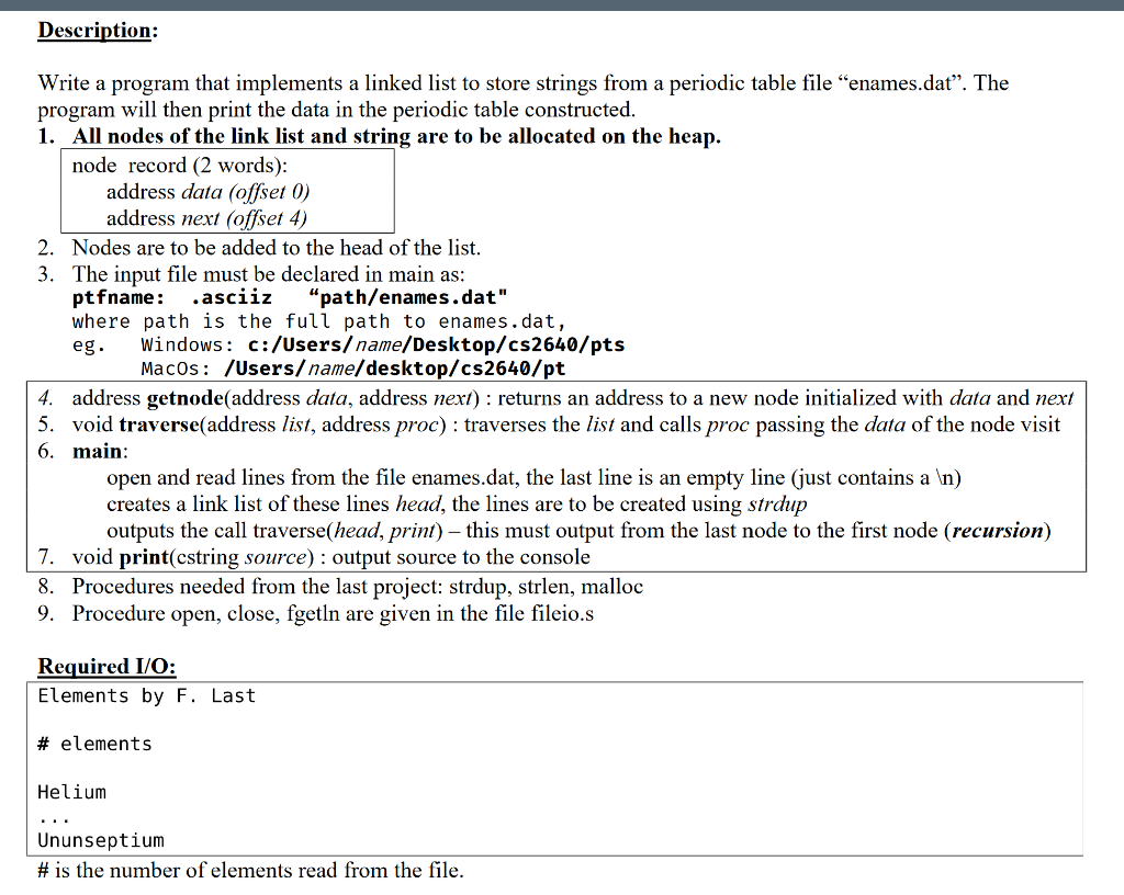 Solved Write a program that implements a linked list to | Chegg.com