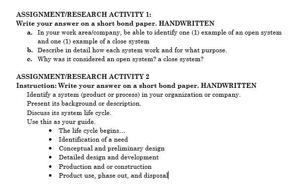ASSIGNMENT/RESEARCH ACTIVITY 1: Write your answer on | Chegg.com