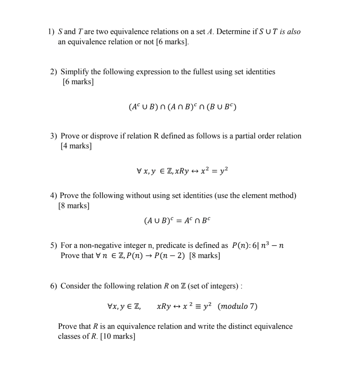 Solved 1) S and T are two equivalence relations on a set A. | Chegg.com