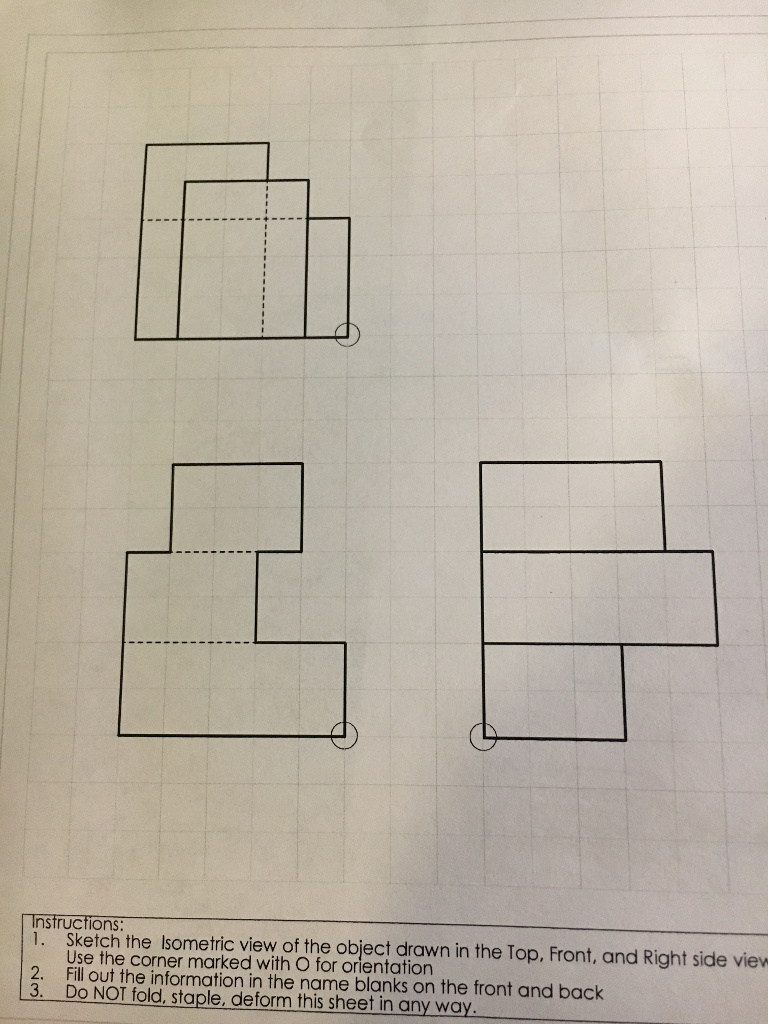 Solved Draw the isometric view of the top front, and right | Chegg.com