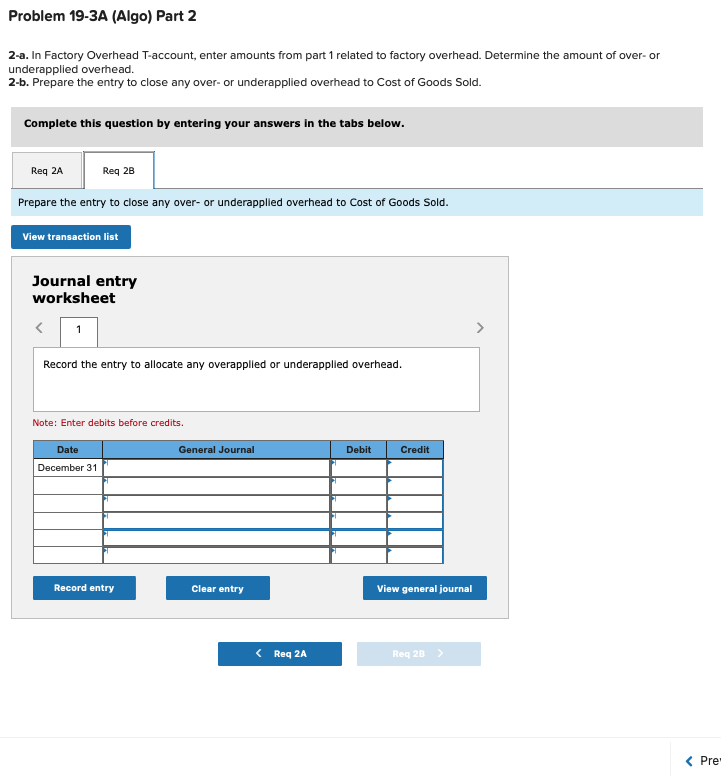 Solved Problem 19-3A (Algo) Computing and recording job | Chegg.com