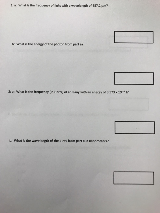 Solved 1: a: what is the frequency of light with a | Chegg.com