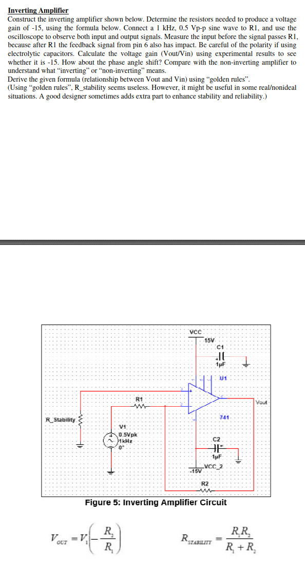 Solved Inverting Amplifier Construct The Inverting Amplifier