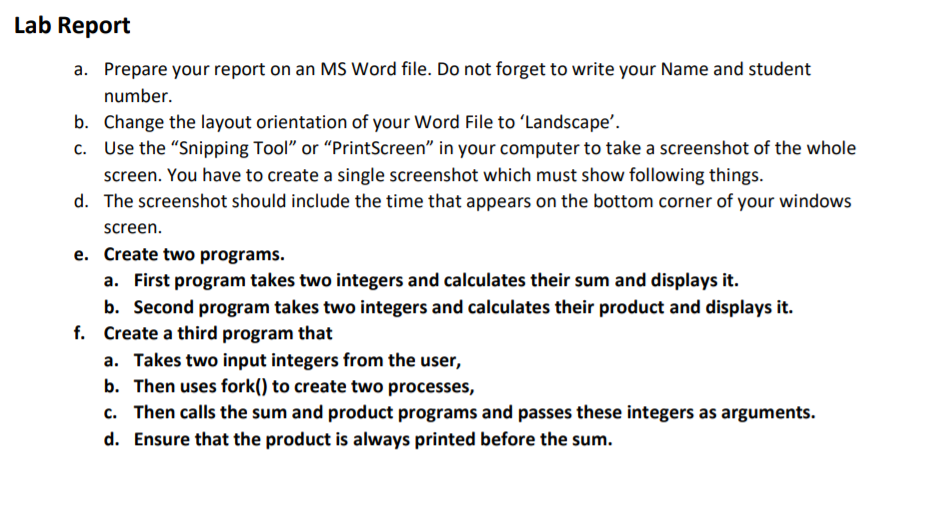 Solved Lab Report a. Prepare your report on an MS Word file. | Chegg.com