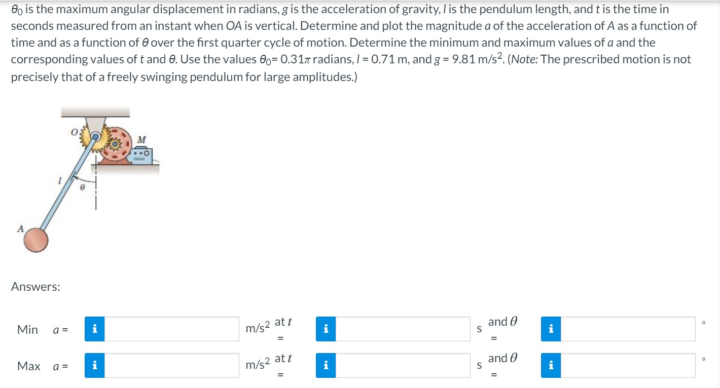 Solved eo is the maximum angular displacement in radians, g | Chegg.com