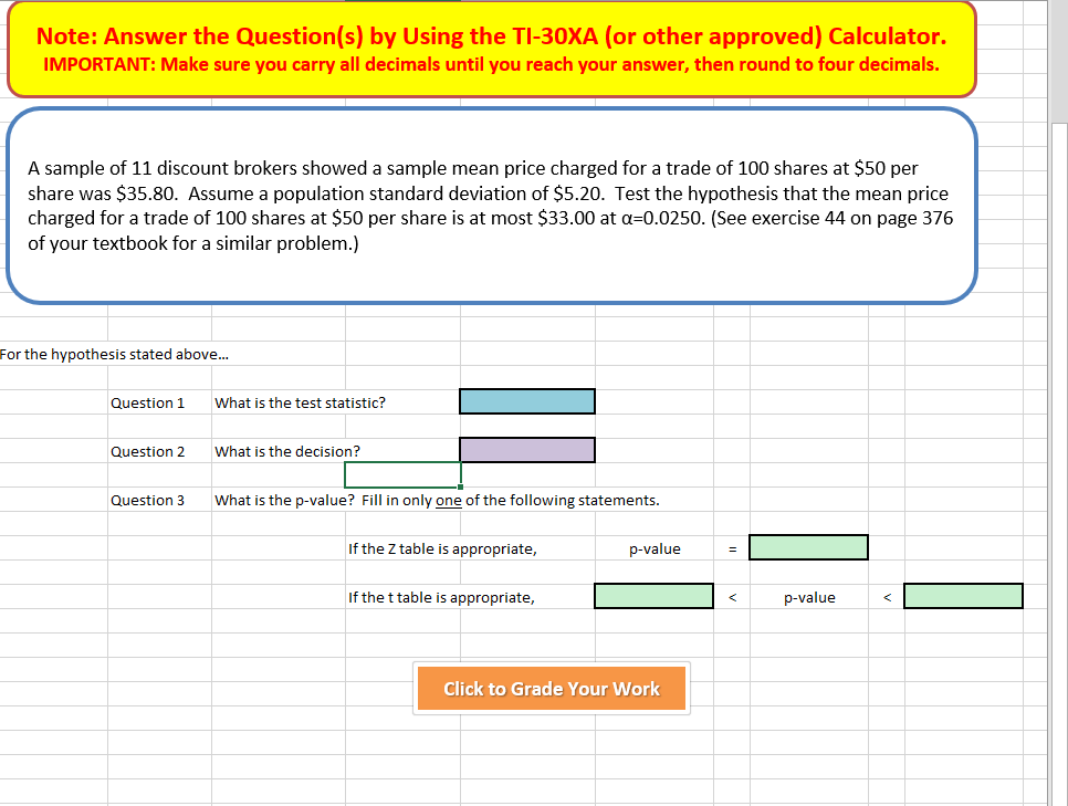 Solved Note: Answer the Question(s) by Using the TI-30XA (or | Chegg.com