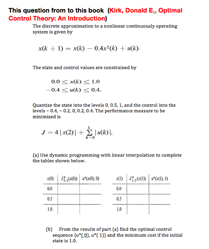 Solved This question from to this book (Kirk, Donald E.. | Chegg.com