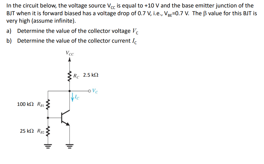 Solved In the circuit below, the voltage source Vcc is equal | Chegg.com