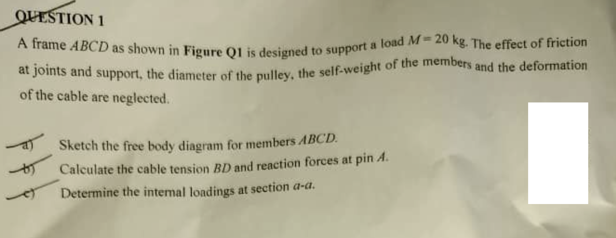 Solved QEESTION 1 A frame ABCD as shown in Figure Q1 is | Chegg.com