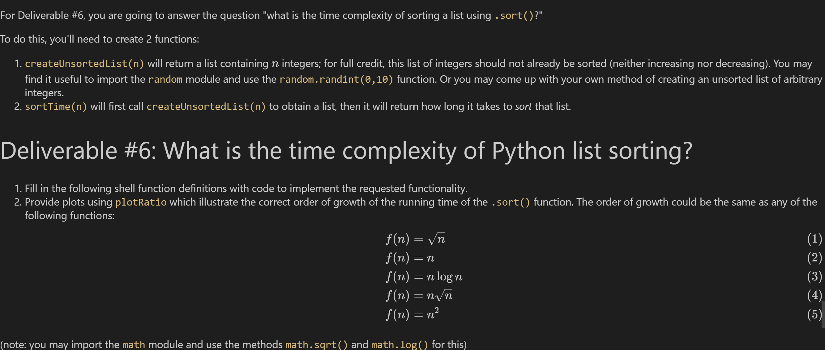 Solved or Deliverable \#6, you are going to answer the | Chegg.com