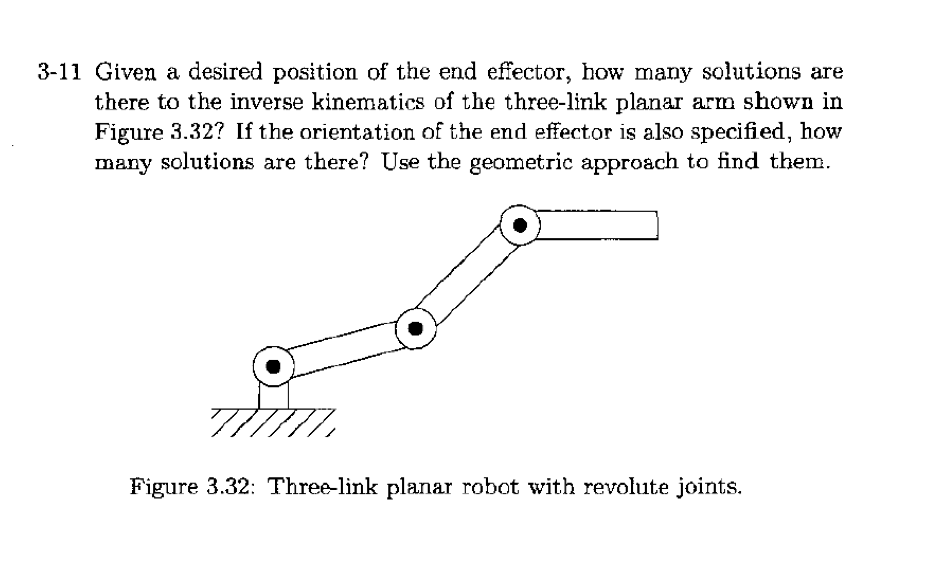 Solved 3-11 Given a desired position of the end effector, | Chegg.com