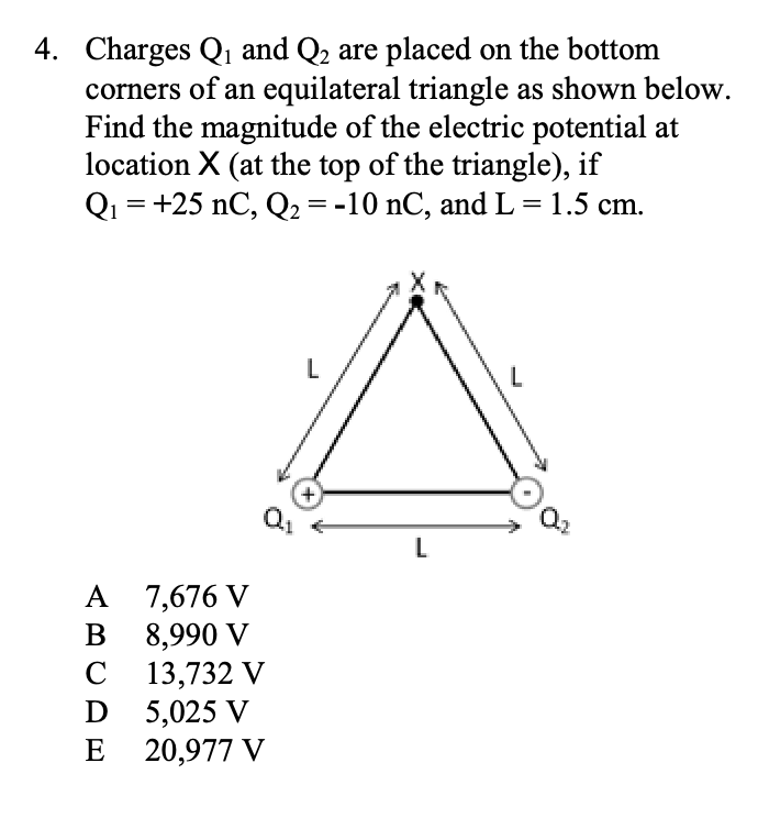 Solved 4. Charges Qi and Q2 are placed on the bottom corners | Chegg.com