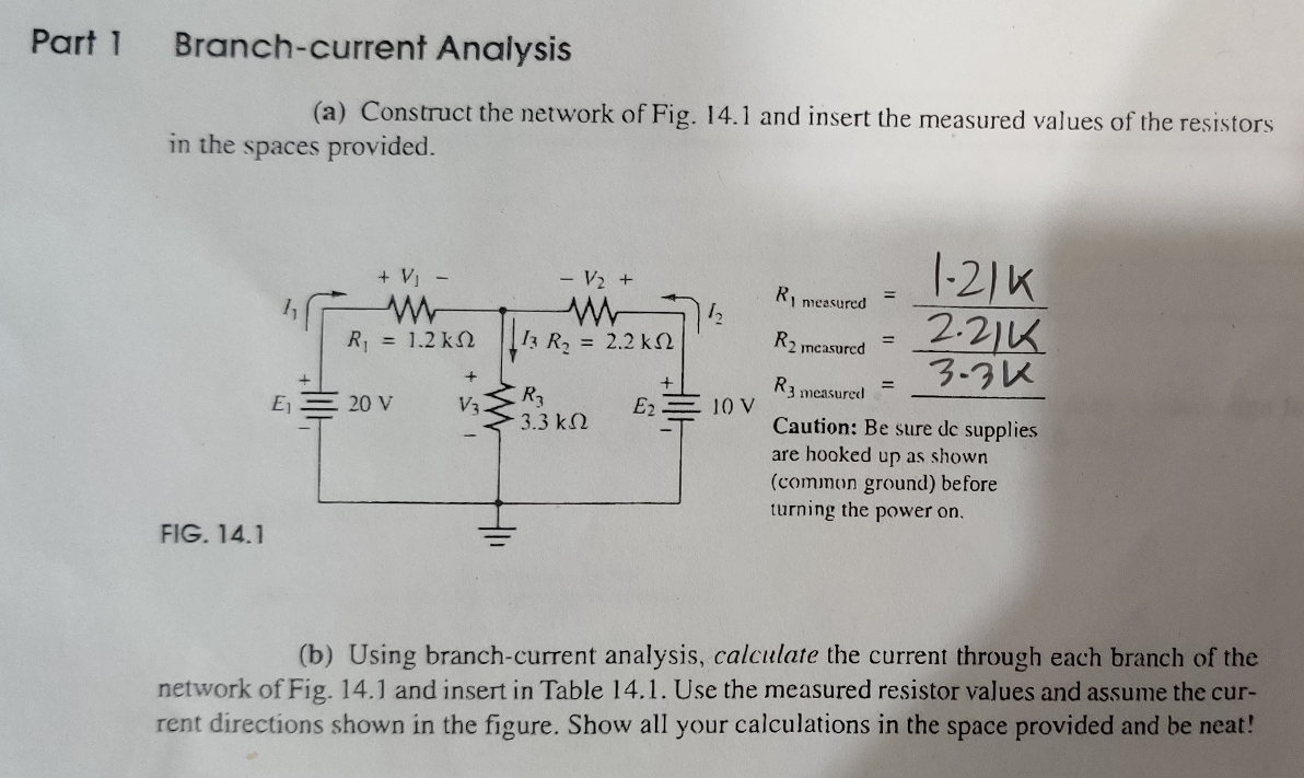 Solved Part Branch-current Analysis (a) Construct the | Chegg.com
