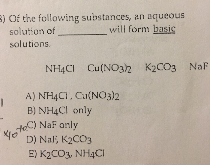 Solved f the following substances, an aqueous solution of | Chegg.com