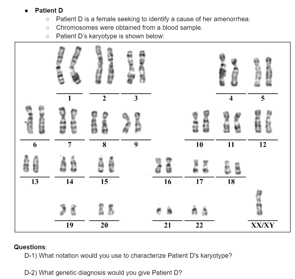 Solved - Patient D - Patient D is a female seeking to | Chegg.com
