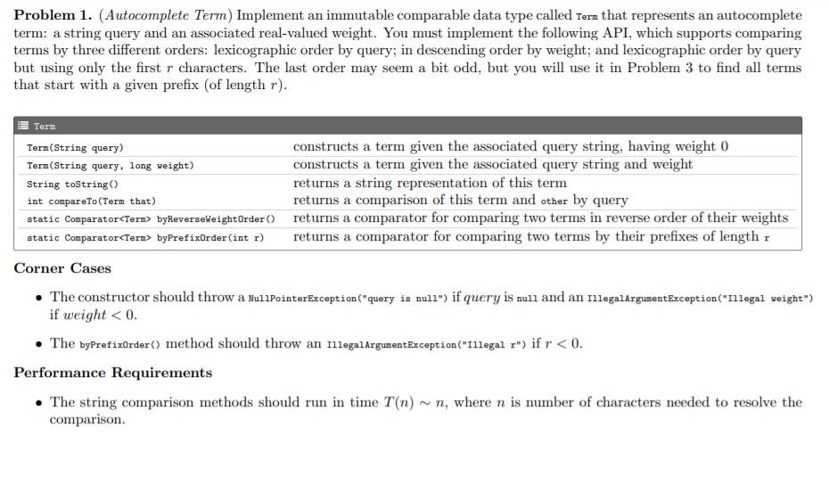 Solved Problem 1 Autocomplete Term Implement An Immutable 0831