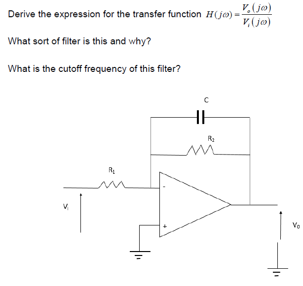 Solved Derive the expression for the transfer function | Chegg.com