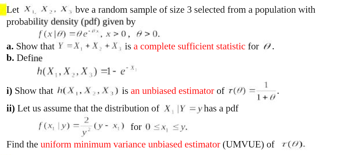 Solved Let X1,X2,X3 bve a random sample of size 3 selected | Chegg.com
