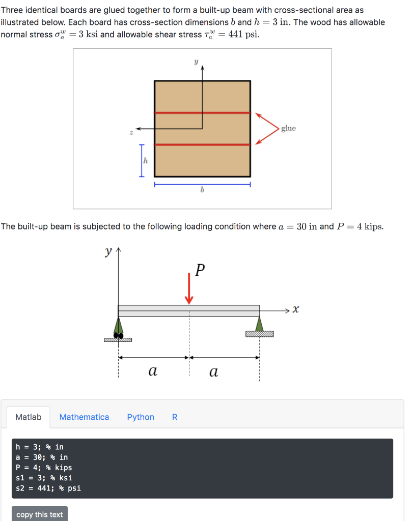 Solved Three identical boards are glued together to form a | Chegg.com