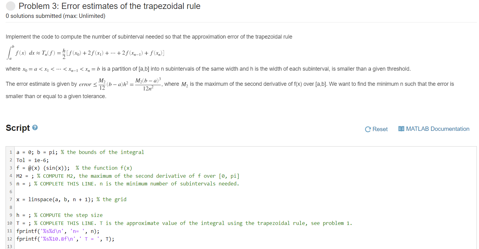 Solved Problem 3: Error estimates of the trapezoidal rule 0 | Chegg.com