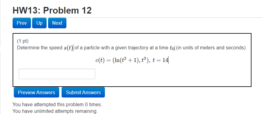Solved HW13: Problem 12 Prev Up Next (1 pt) Determine the | Chegg.com