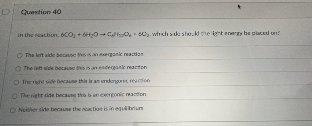 Solved Question 40In ﻿the reaction, 6CO2+6H2O→C6H12O6+6O2, | Chegg.com