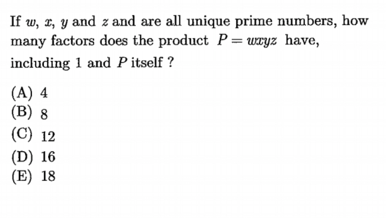 Solved If w,x,y and z and are all unique prime numbers, how | Chegg.com