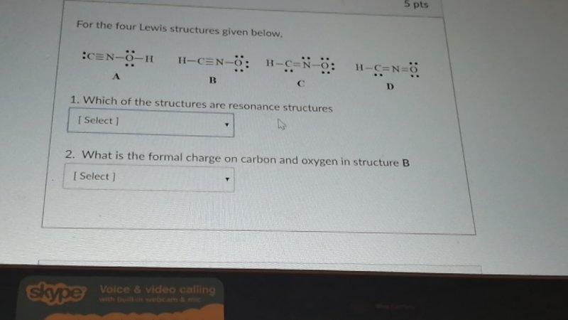 Solved 5pts For the four Lewis structures given below. | Chegg.com