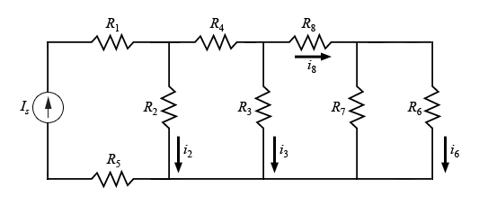 Solved For the circuit shown, calculate i2, i3, i6, and i8 | Chegg.com