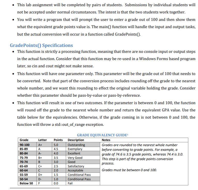 Solved This lab assignment will be completed by pairs of | Chegg.com