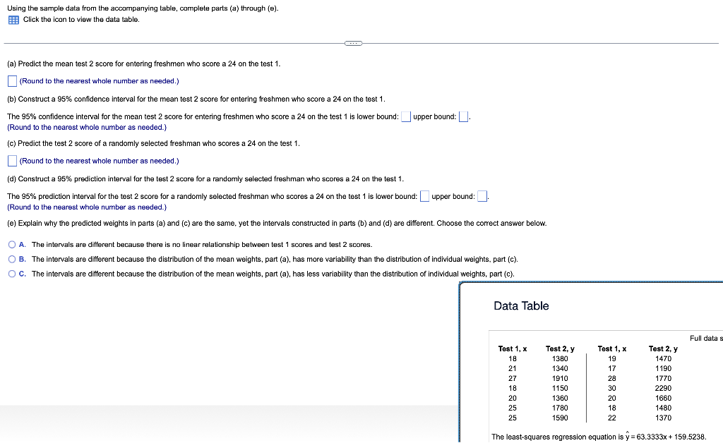 Solved Using the sample data from the acoompanying table, | Chegg.com