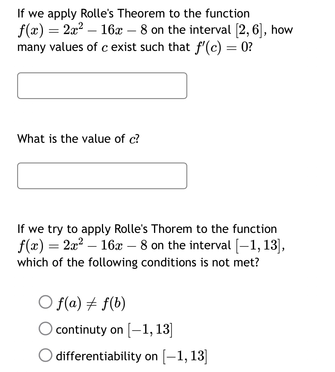 Solved If we apply Rolle's Theorem to the function | Chegg.com