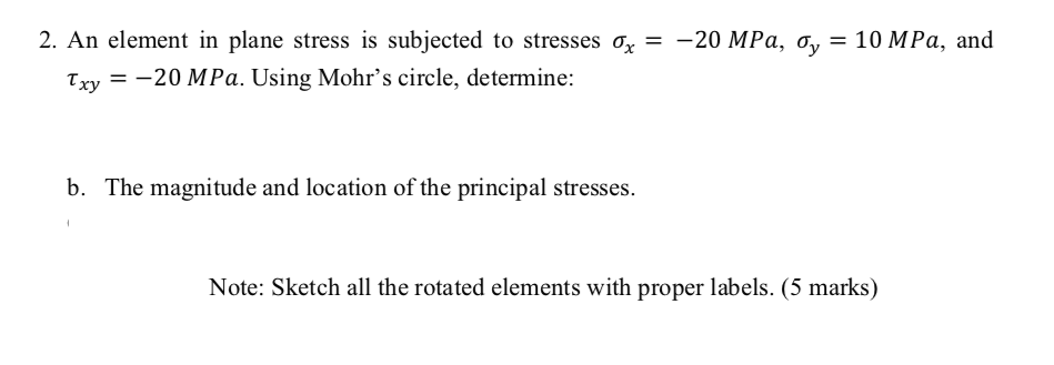 Solved 2. An element in plane stress is subjected to | Chegg.com