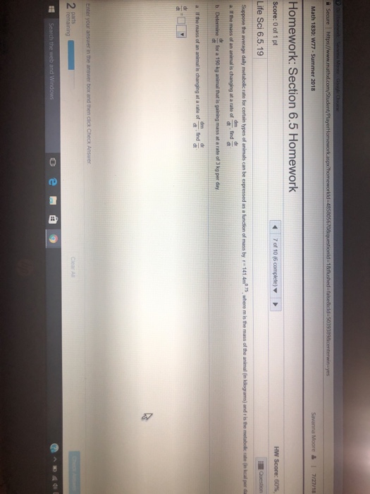 Solved Homework: Section 6.5 Homework 7 of 10 (6 Life Sci | Chegg.com