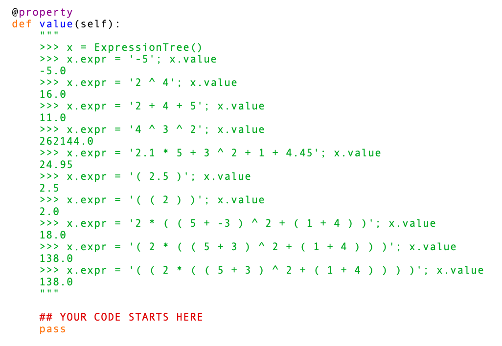 Solved value(self) is a property method that takes no | Chegg.com