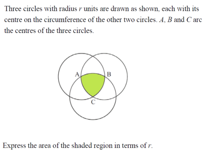 Solved Three circles with radius r units are drawn as shown, | Chegg.com