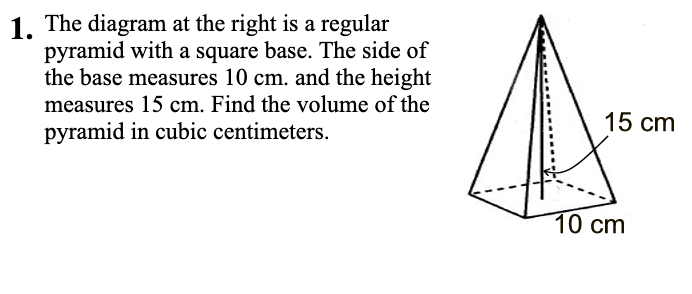 Solved 1. The diagram at the right is a regular pyramid with | Chegg.com