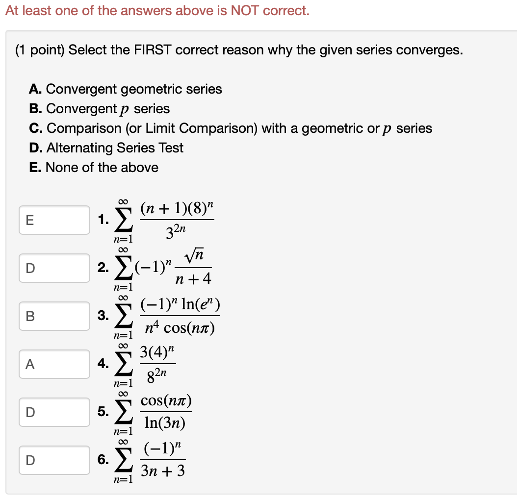Solved At Least One Of The Answers Above Is Not Correct 1