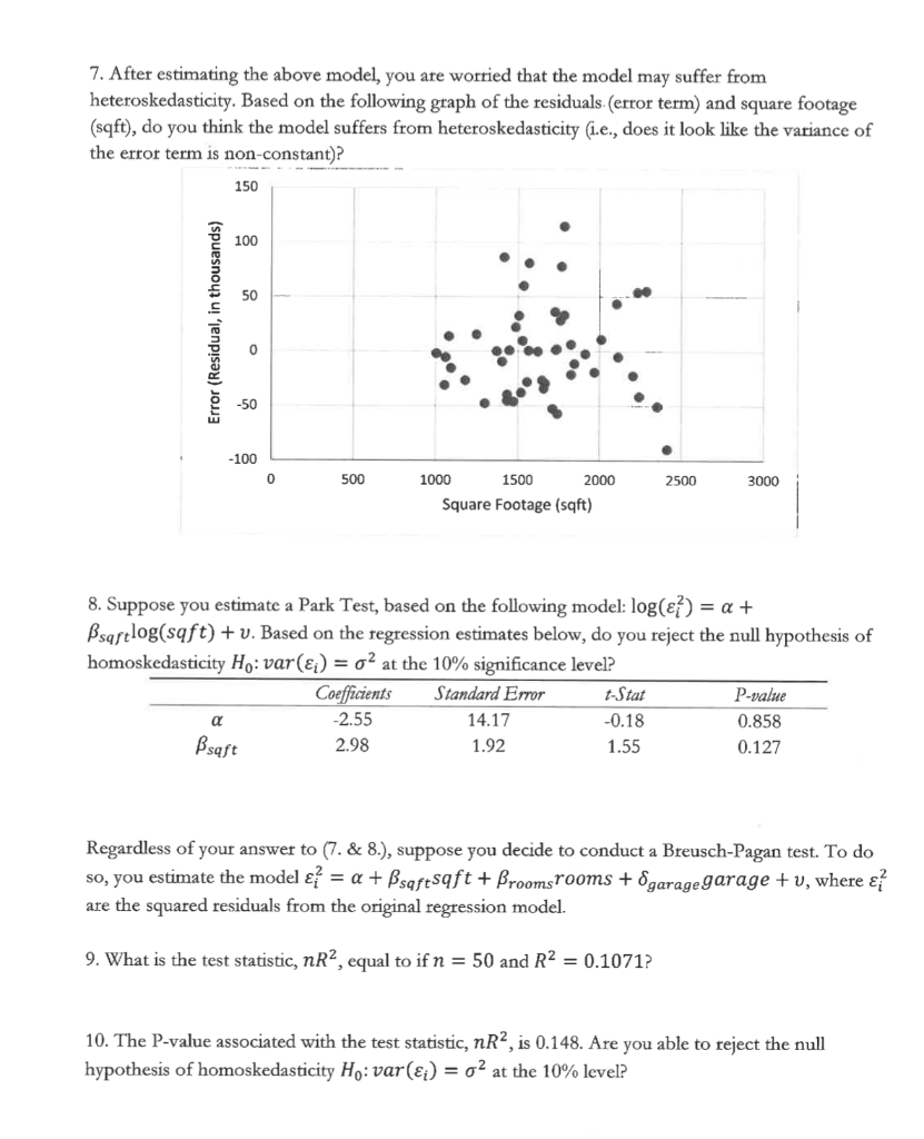 Solved 7. After estimating the above model, you are worried | Chegg.com
