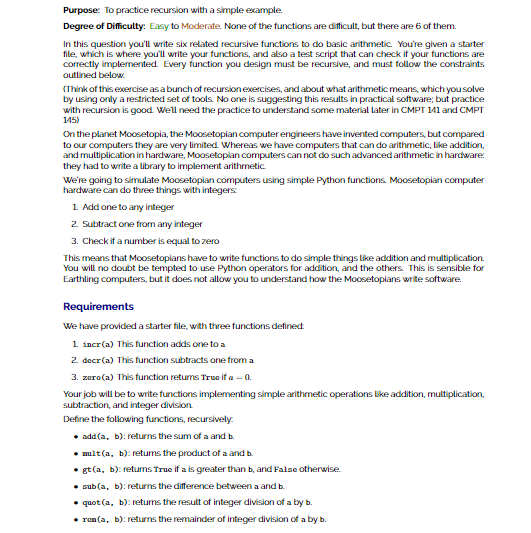 Solved Purpose: To practice recursion with a simple example. | Chegg.com