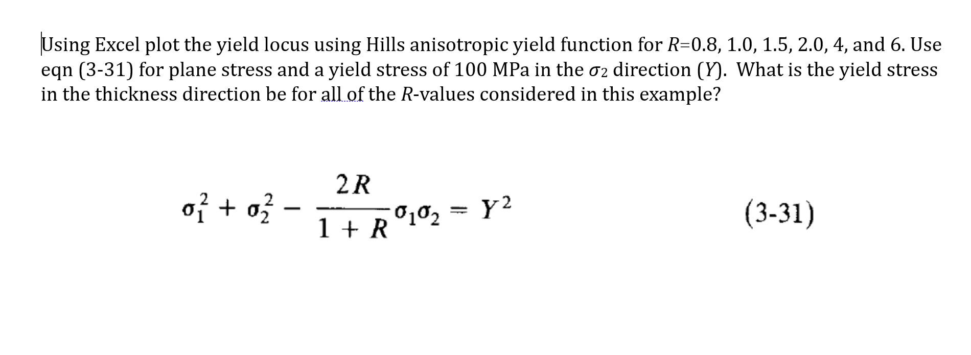 Solved Using Excel plot the yield locus using Hills | Chegg.com