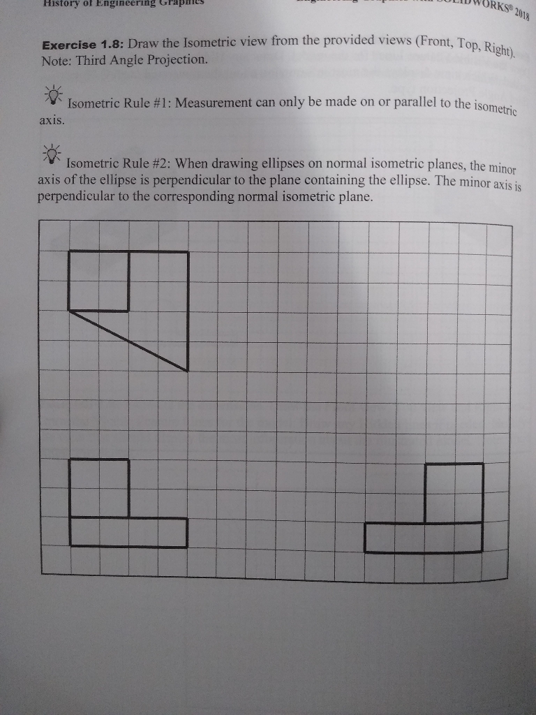Solved RKS 2018 Exercise 1.8: Draw the Isometric view from | Chegg.com