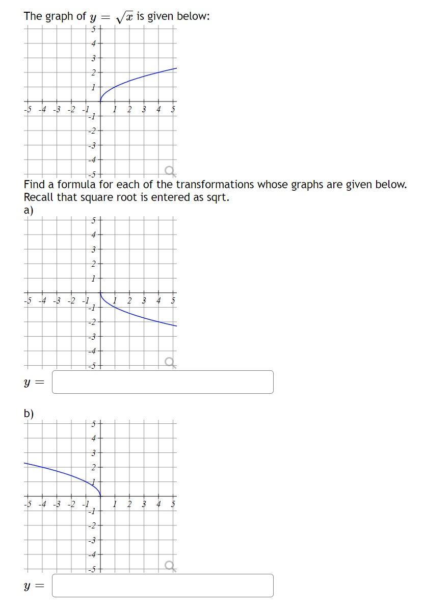  Solved The Graph Of Y Sqrt x Is Given Below Fi
