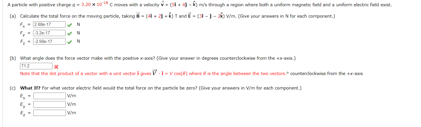Solved A particle with positive charge q=3.20×10−18C moves | Chegg.com