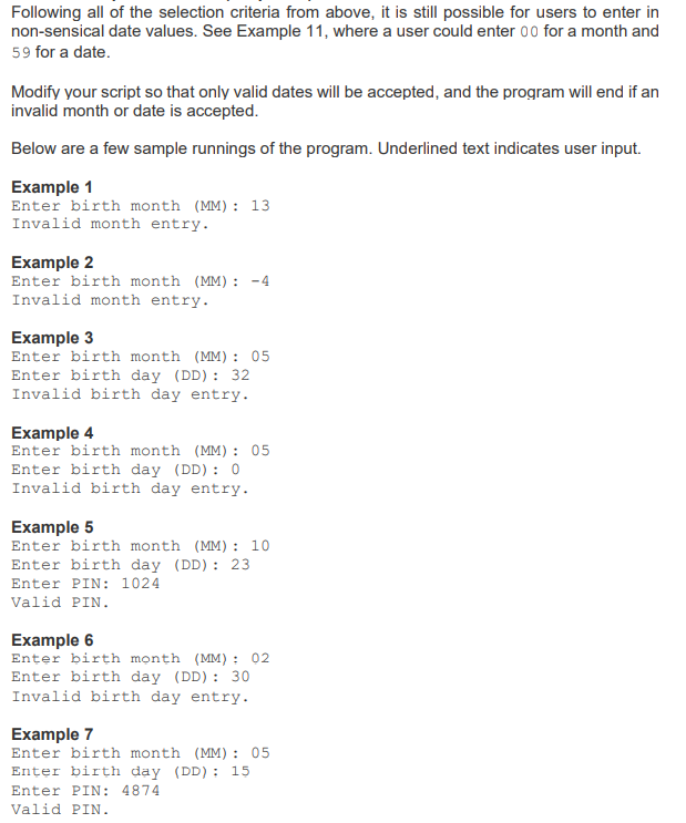 Solved Following all of the selection criteria from above, | Chegg.com