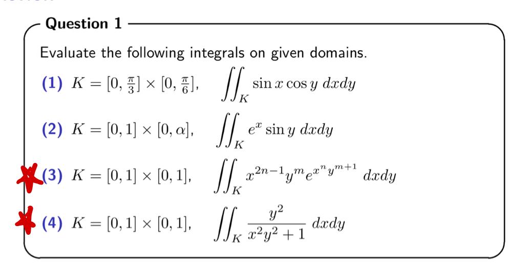Solved Evaluate the following integrals on given domains. | Chegg.com