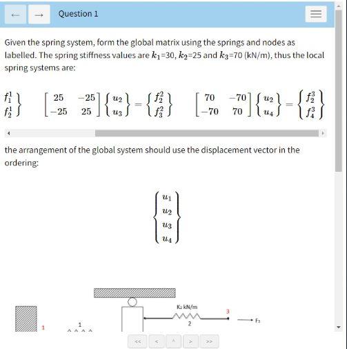 Solved Question 1 III Given the spring system, form the | Chegg.com
