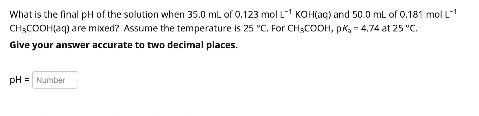 Solved What is the final pH of the solution when 35.0 mL of | Chegg.com