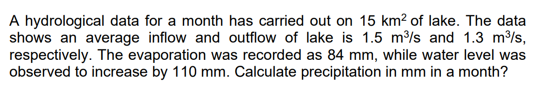 Solved A hydrological data for a month has carried out on 15 | Chegg.com
